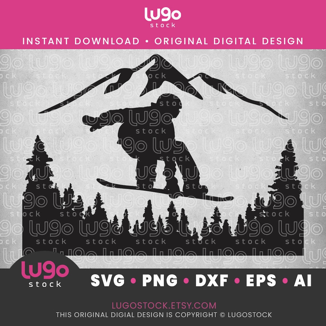 Snowboarding Silhouette Design | Mountain Landscape | Vector Clipart ...