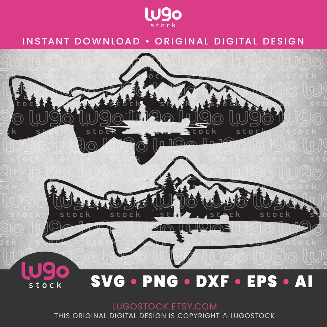 Fishing Svg | Trout Fish Design | Trout Fish Fishing Svg | Boat ...