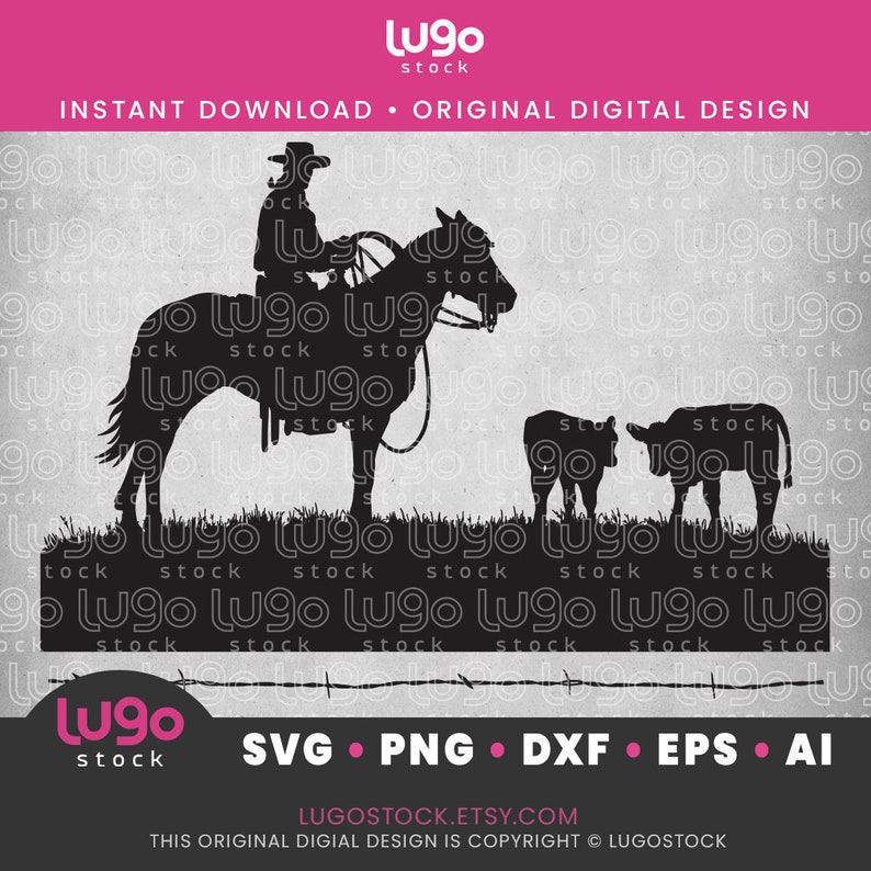 Cowboy Silhouette Vector Clipart INSTANT DIGITAL DOWNLOAD Svg Png Dxf ...