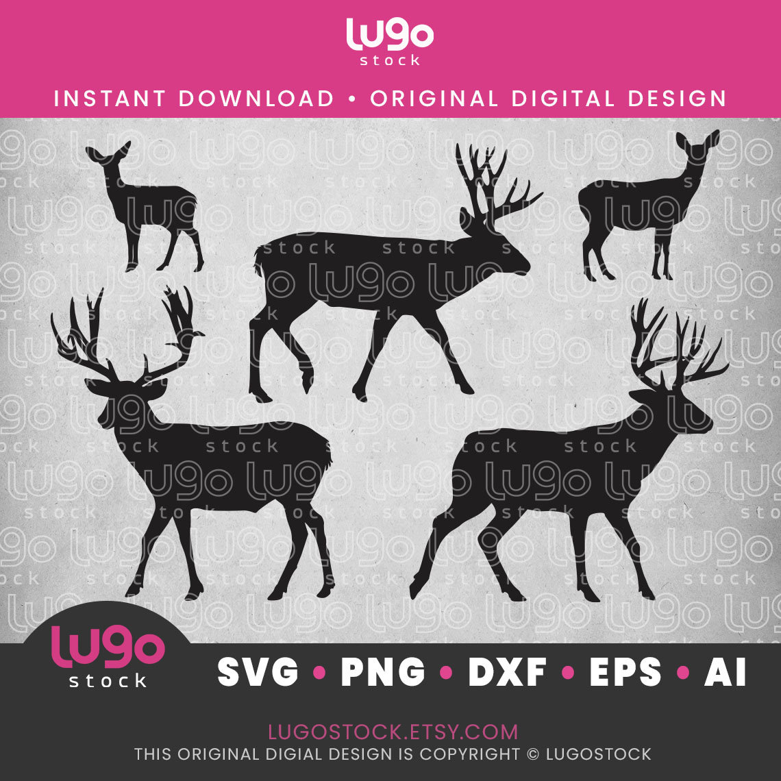 Mule Deer Buck Silhouette Bundle | Vector Clipart | INSTANT DIGITAL ...