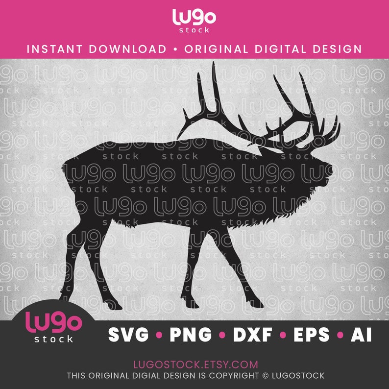 Bull Elk Silhouette Vector Clipart INSTANT DIGITAL DOWNLOAD Svg Png Dxf ...