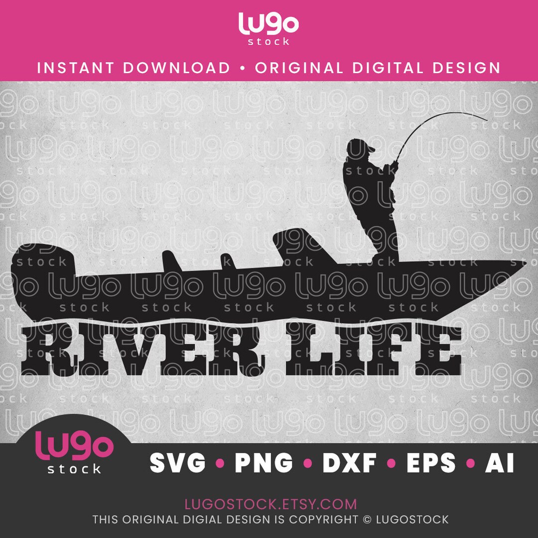River Life Fishing Svg | Trout Fishing Silhouette | Fishing Scene Svg ...