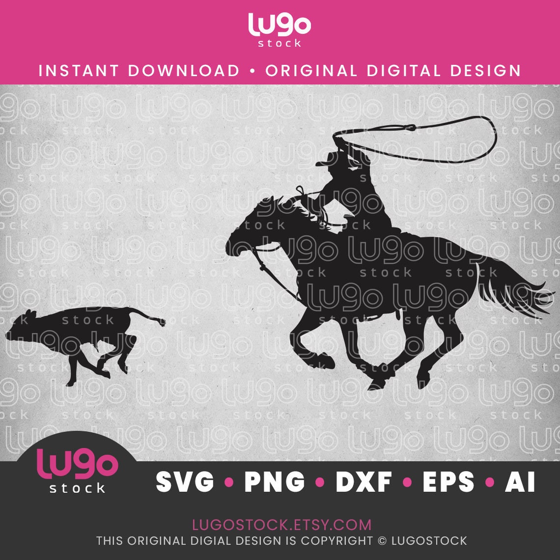 Rodeo Cowboy Calf Roper Svg Silhouette Vector Clipart INSTANT DIGITAL ...