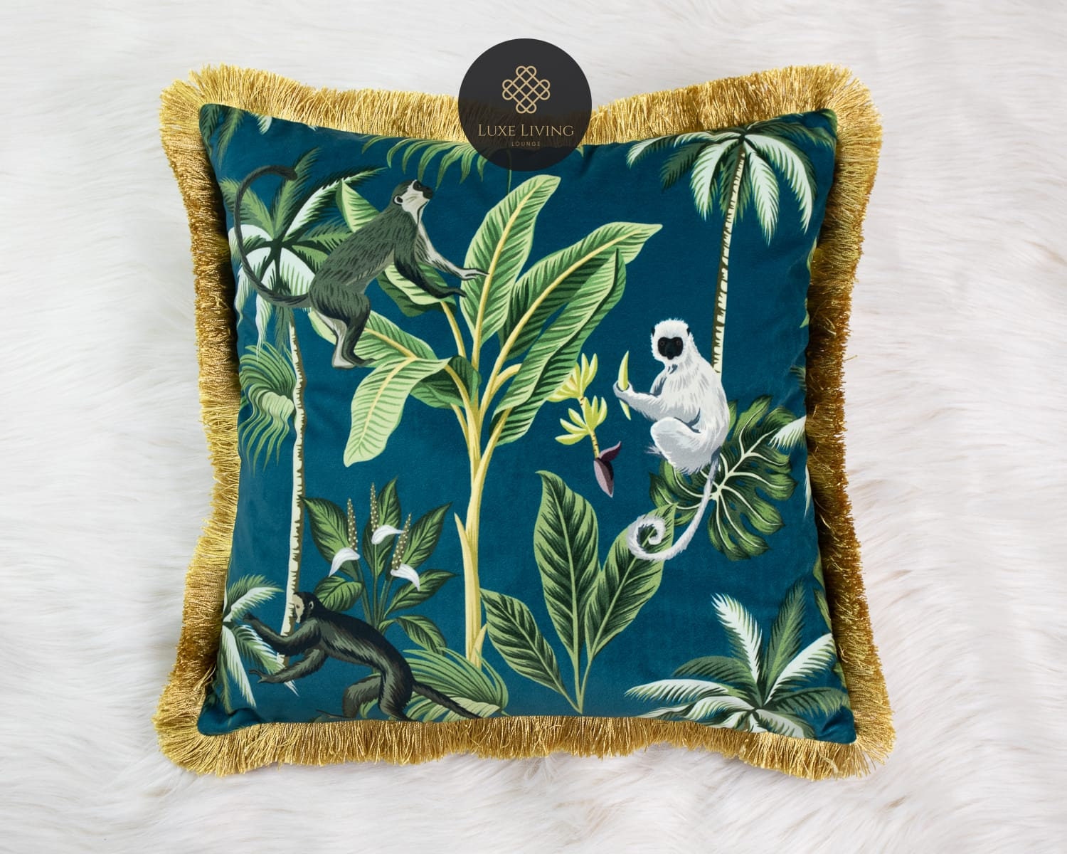 Luxe Rainforest Monkey Velvet Pillow Cover (no Filling) | Luxury Jungle ...