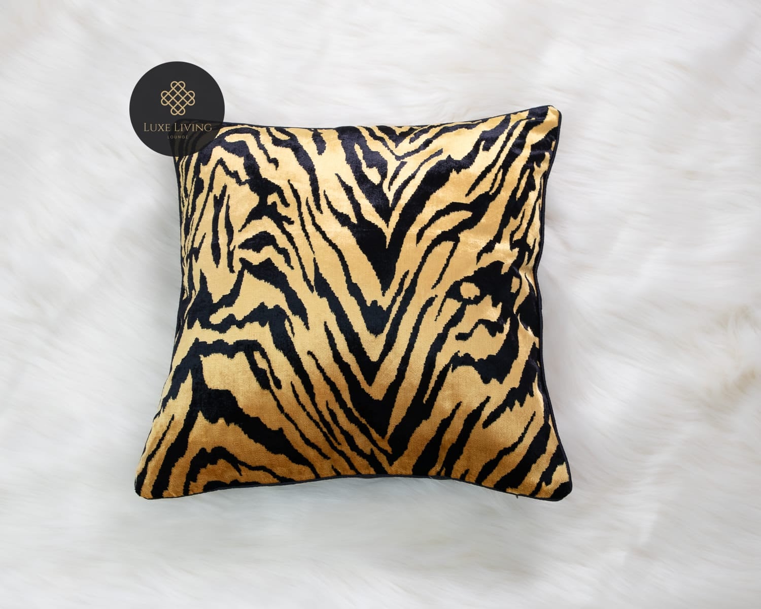 Luxe Golden Velveteen Tiger Skin Print Pillow Cover no Filling Classic ...