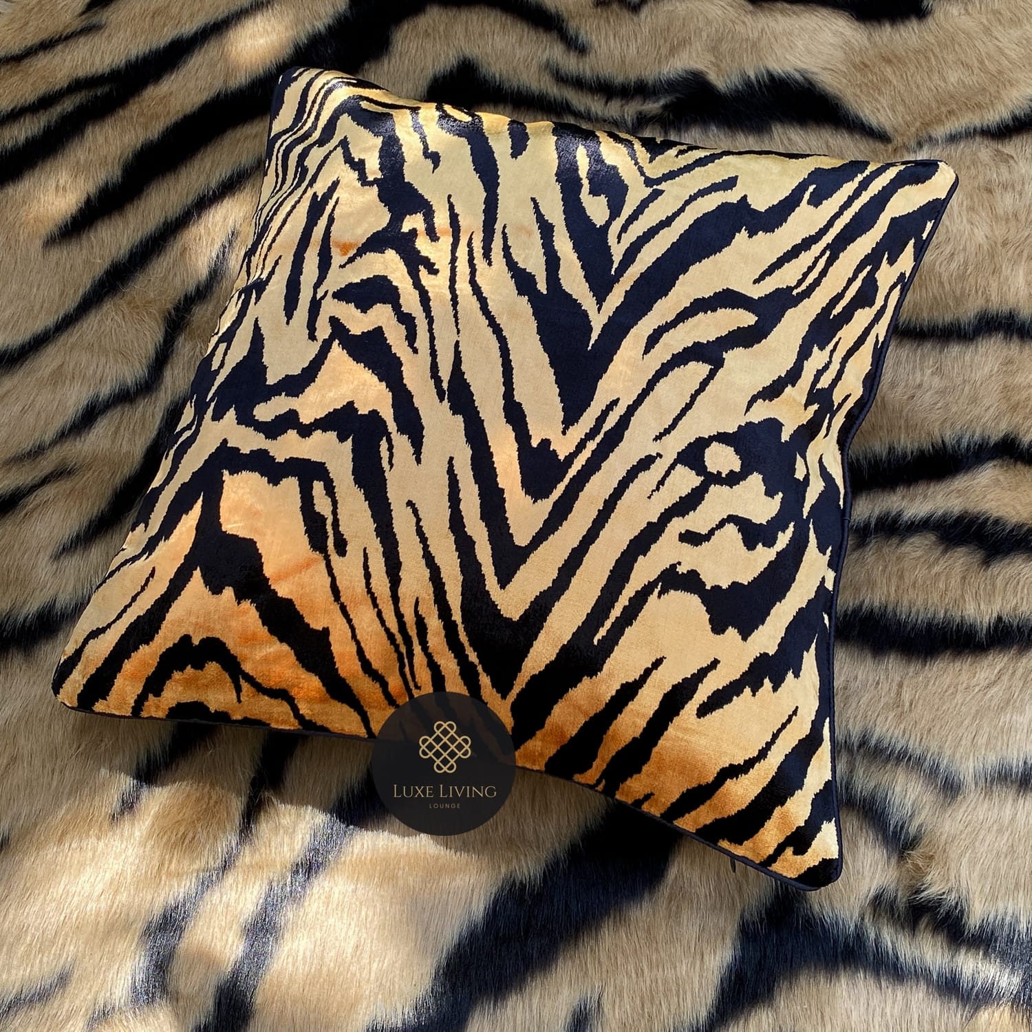 Luxe Golden Velveteen Tiger Skin Print Pillow Cover no - Etsy
