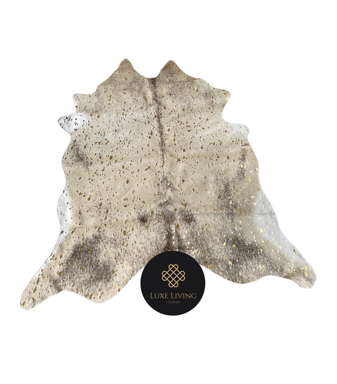 Luxe Neutral Chic Faux Fur Cowhide With Metallic Gold Spots | Bedroom ...
