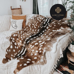 Faux Axis Deer Hide Rug | Rustic Luxe Throw, 5x6 Ft - Etsy