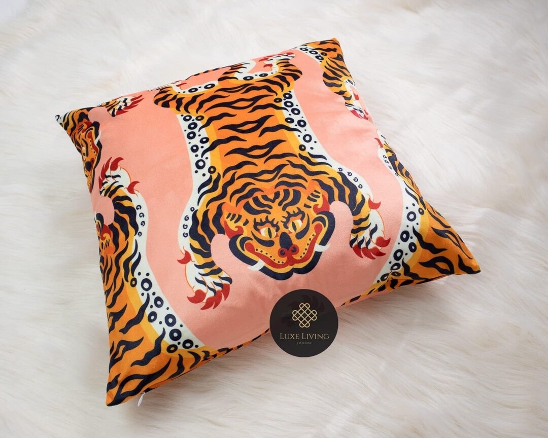 Luxe Vintage Tibetan Tiger Velvet Throw Pillow Cover (no Filling ...