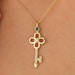 14K Gold Key Necklace: Emerald & Diamond Pendant - Etsy
