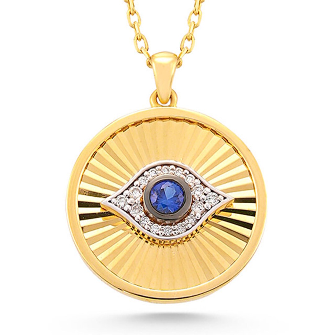 Locket Eye Diamond Necklace • 14K Diamond Necklace • Diamond and ...