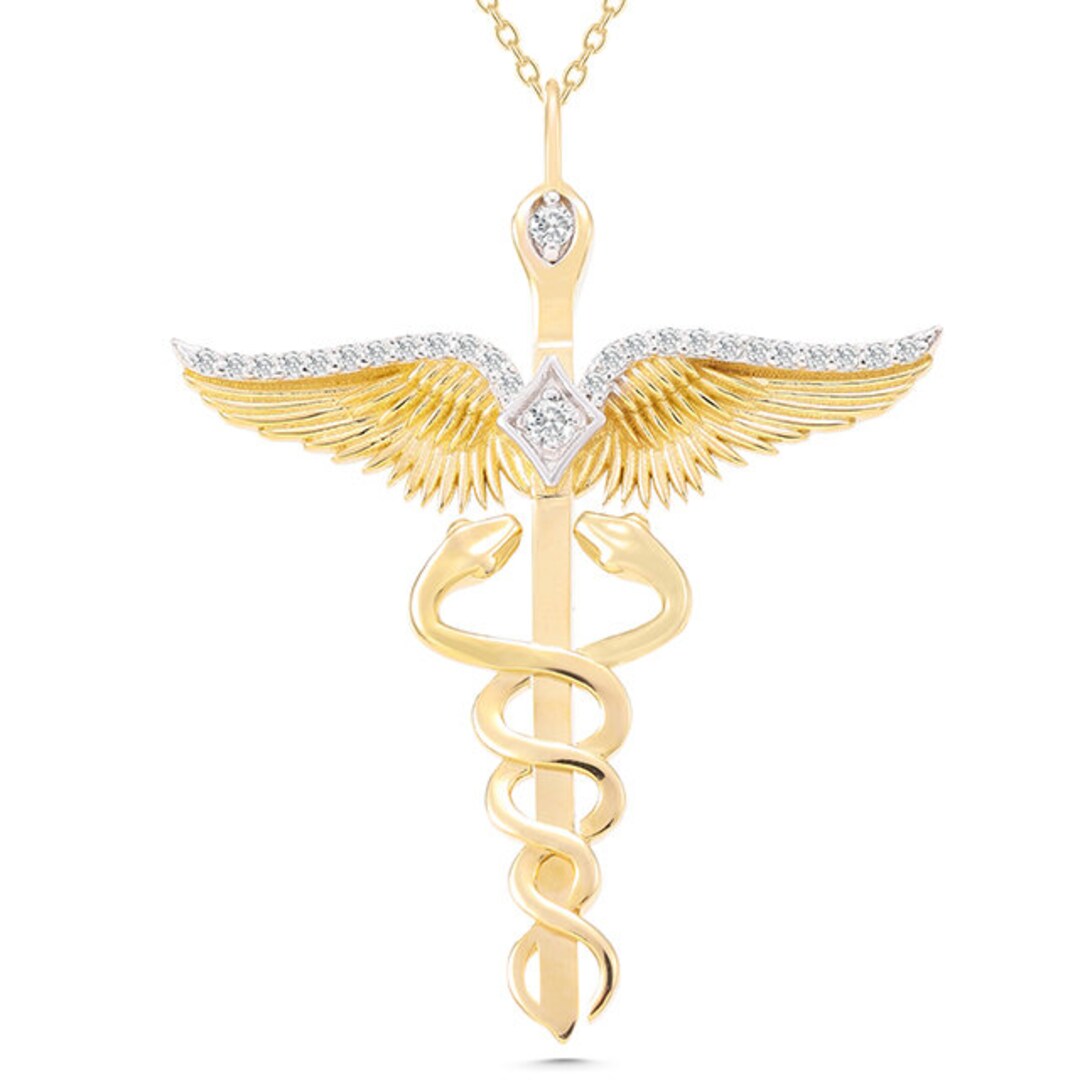 14K Gold Raphael Angel Diamond Necklace: Healing Wing Pendant - Etsy
