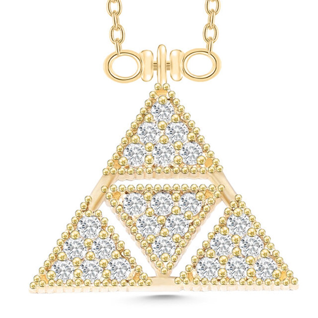 14K Gold Triangle Diamond Necklace, Fantasy Diamond Pendant, Gift for ...