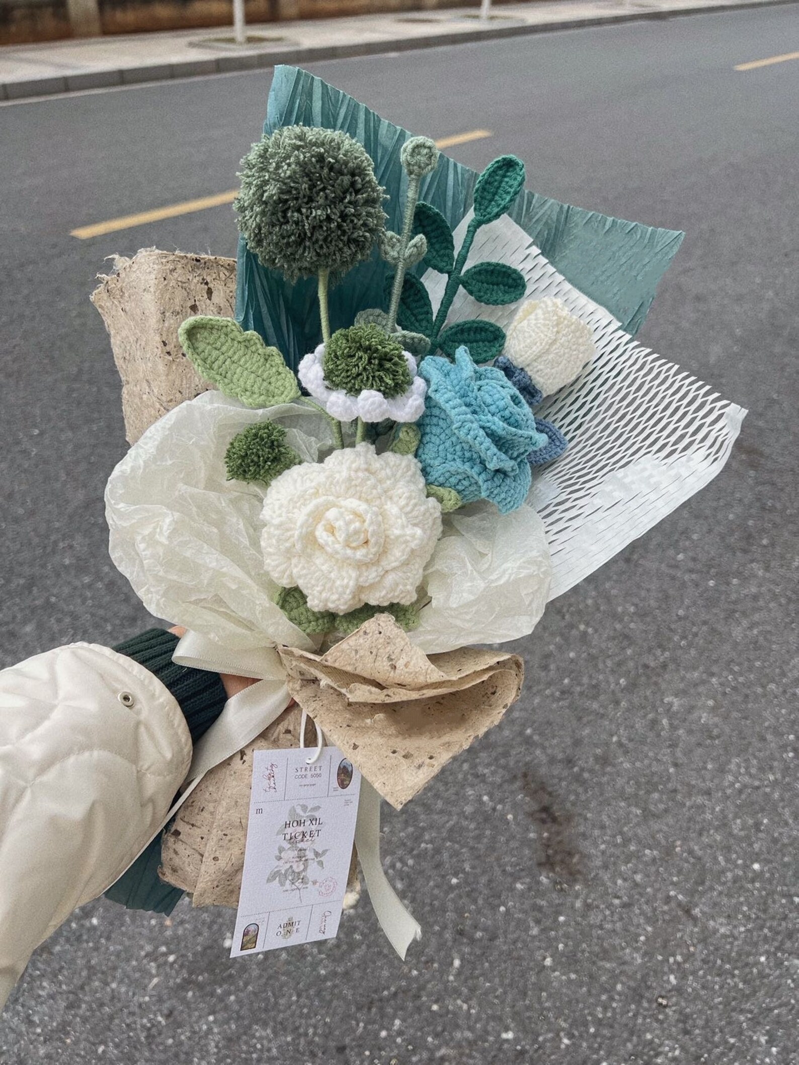 Finished Blue Crochet Rose Bouquetcrochet Flowers for - Etsy