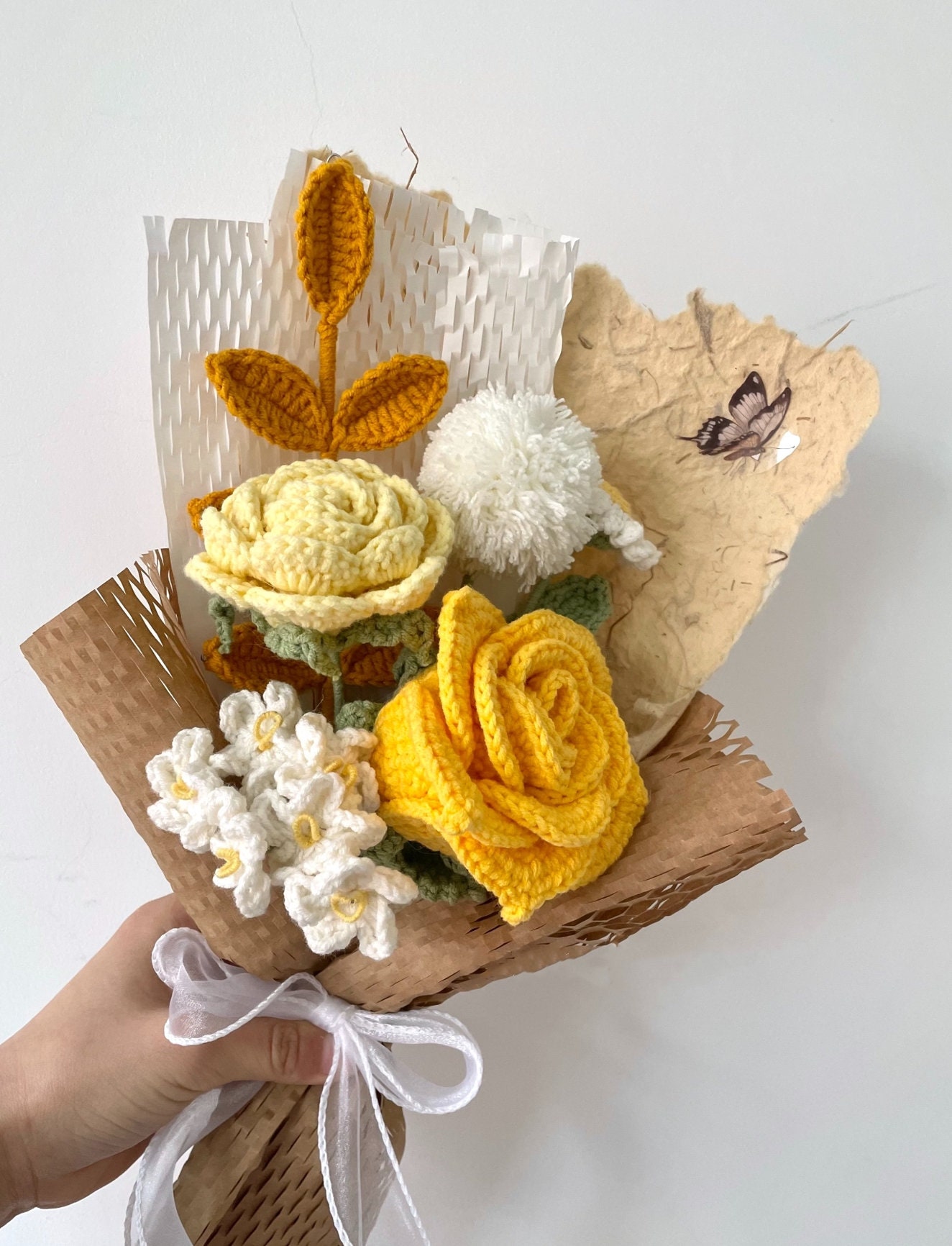 Finished Brighten up Your Day With a Crochet Yellow Roses - Etsy