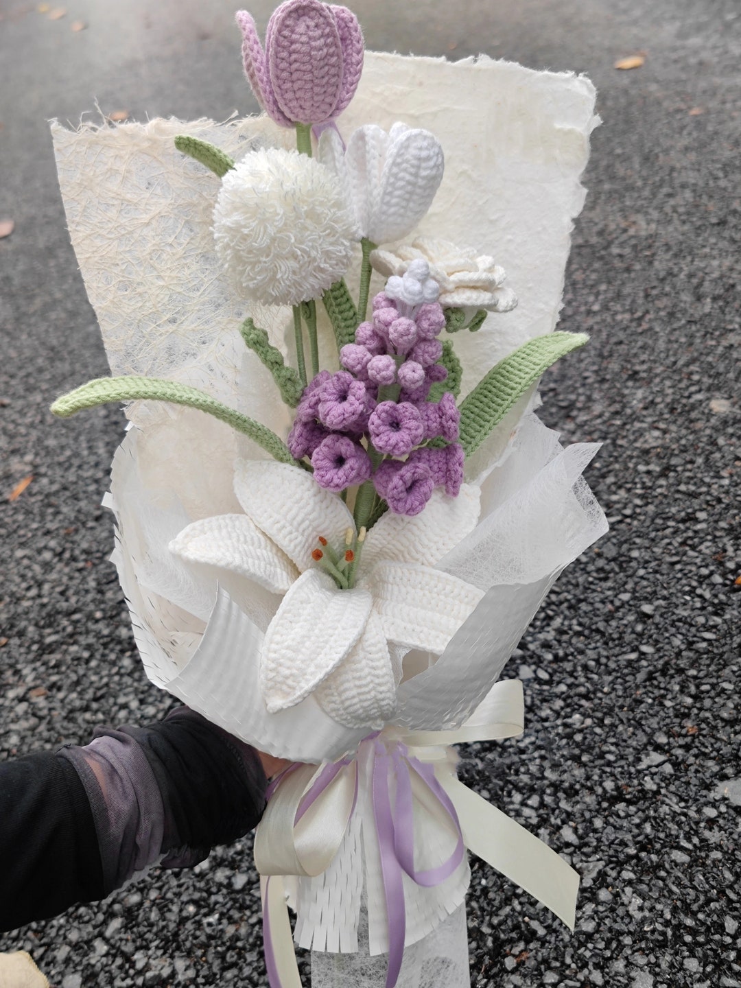 Finished Lily, Rose, and Lily of the Valley Crocheted Bouquet-rose ...