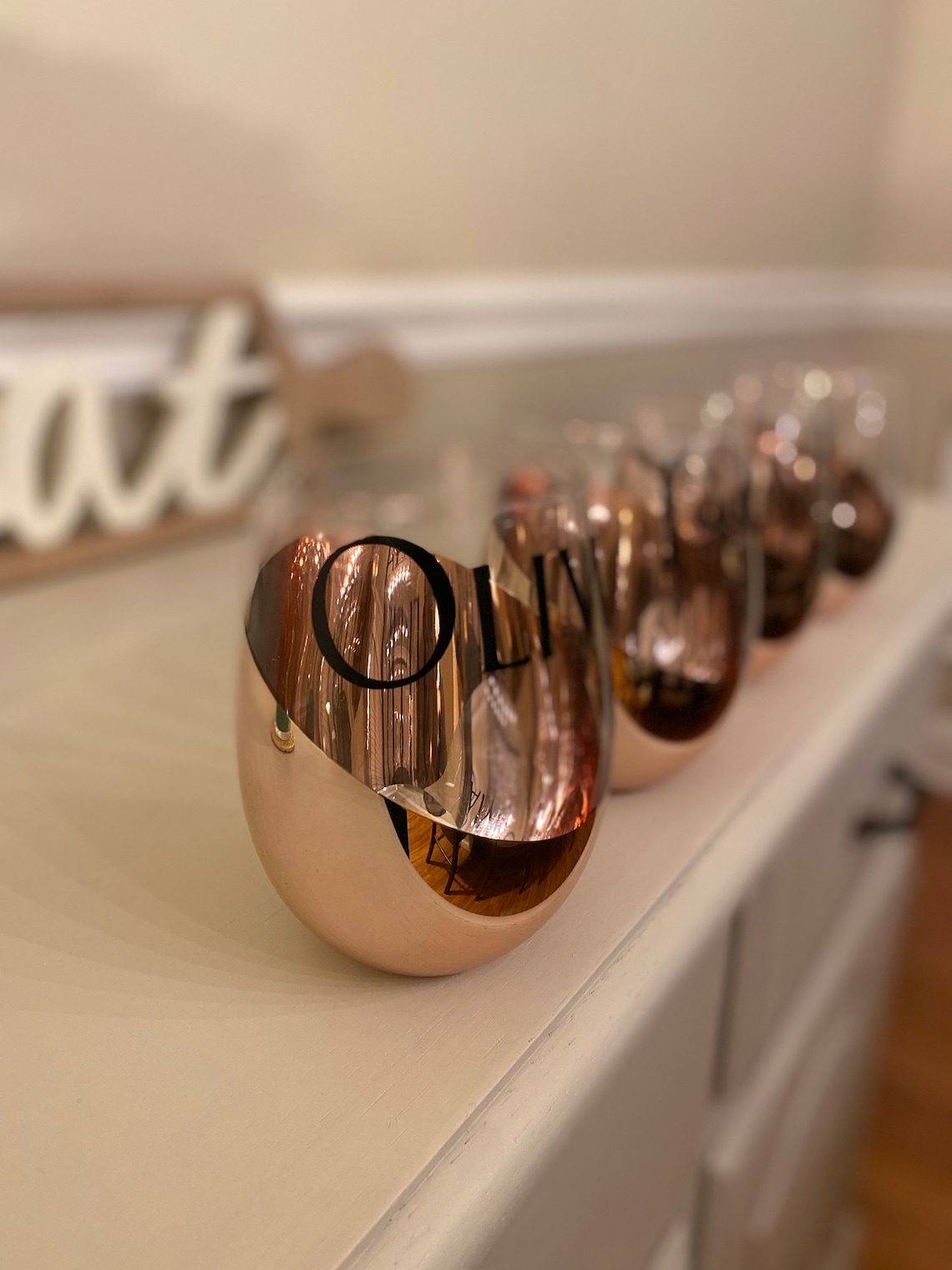 Personalized/custom Stemless Wine Glasses Rose Gold Set of 4 - Etsy