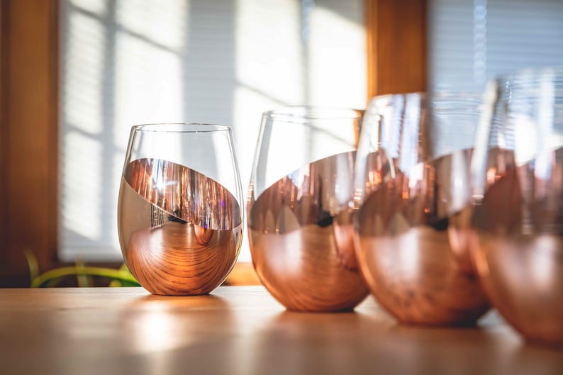 Personalized/custom Stemless Wine Glasses Rose Gold Set of 4 - Etsy