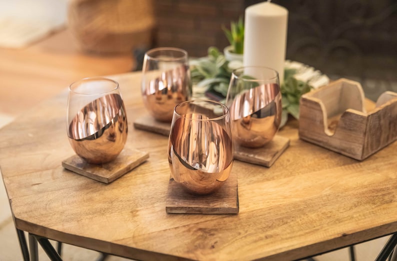 Personalized/custom Stemless Wine Glasses Rose Gold - Etsy