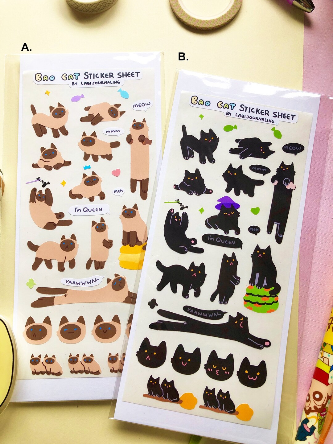 Cat Stickers Kitty Sticker Sheets Matte Stickers for - Etsy