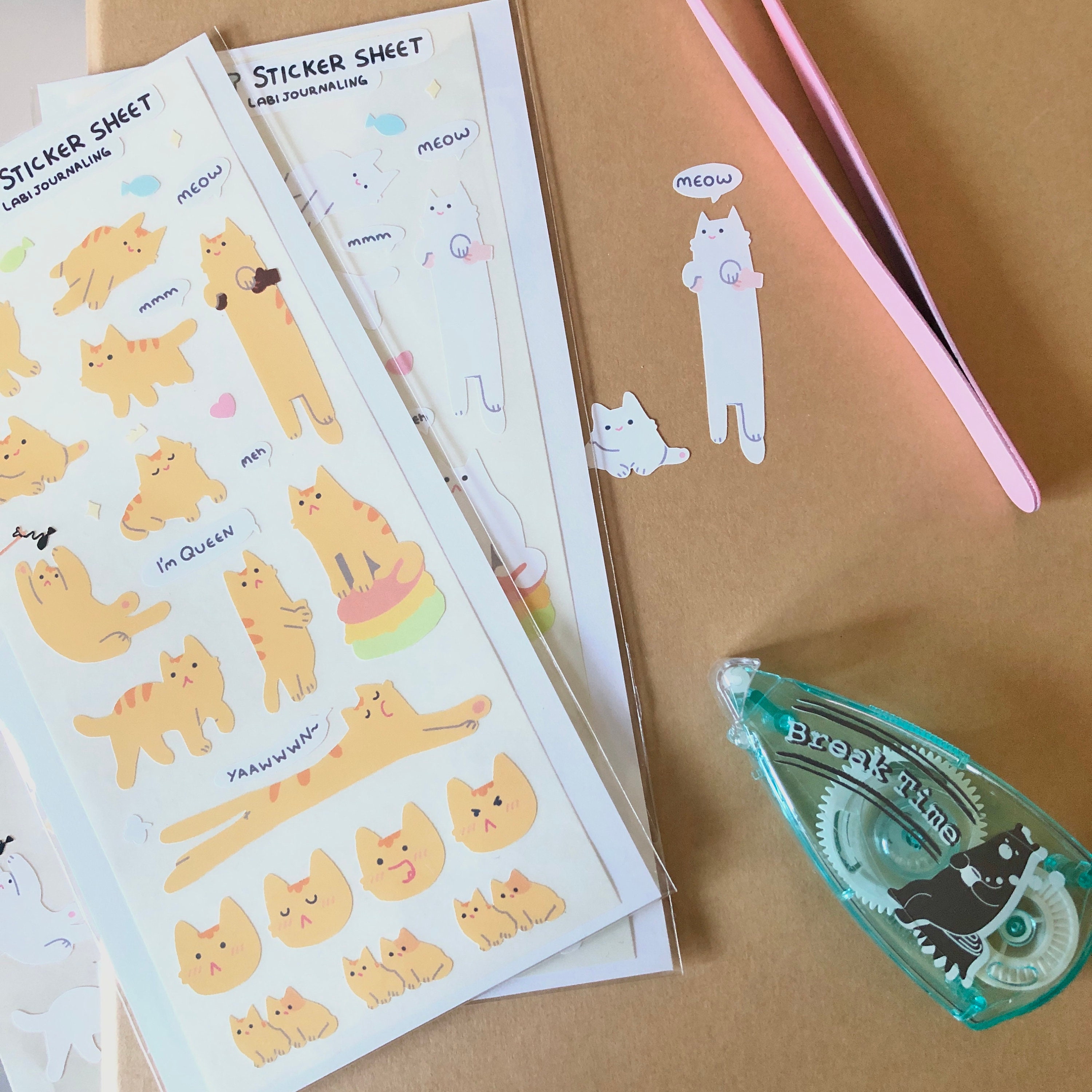 Cat Stickers Kitty Sticker Sheets Matte Stickers for Bullet Journaling ...