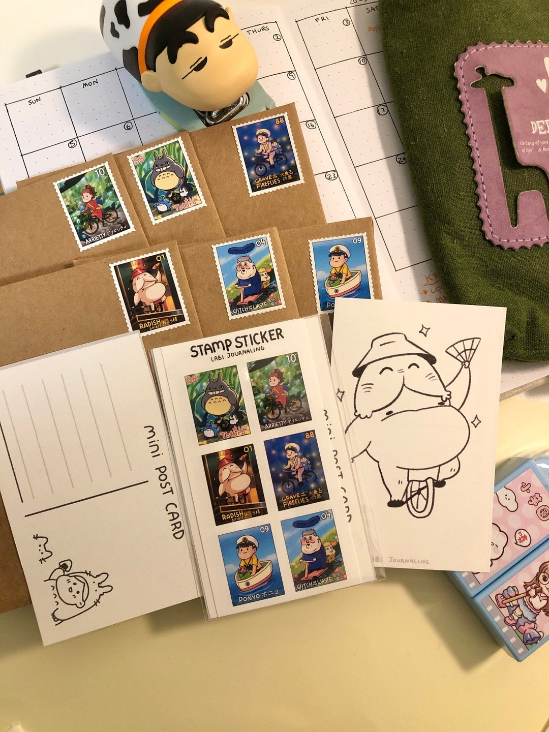 2 Ghibli Stamp Sticker Sheets Stamp Stationary Anime Characters Movie ...