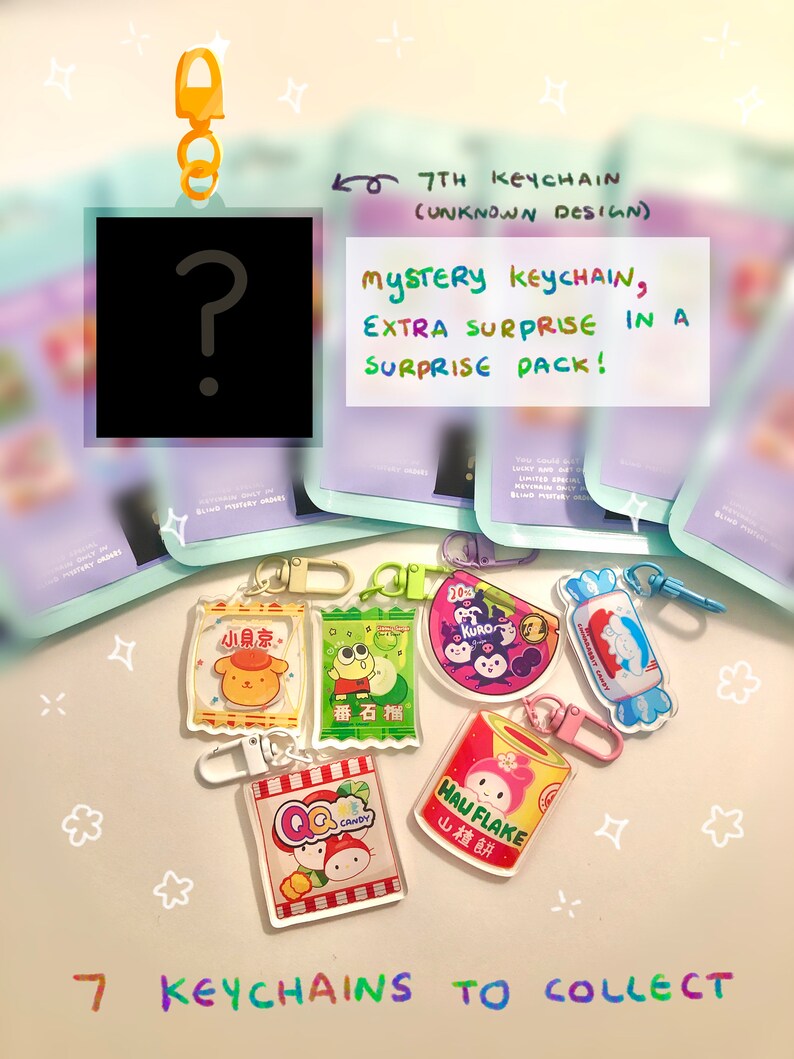 Mystery Asian Candy Acrylic Keychains Blind Bag Snack Pudding Dog ...