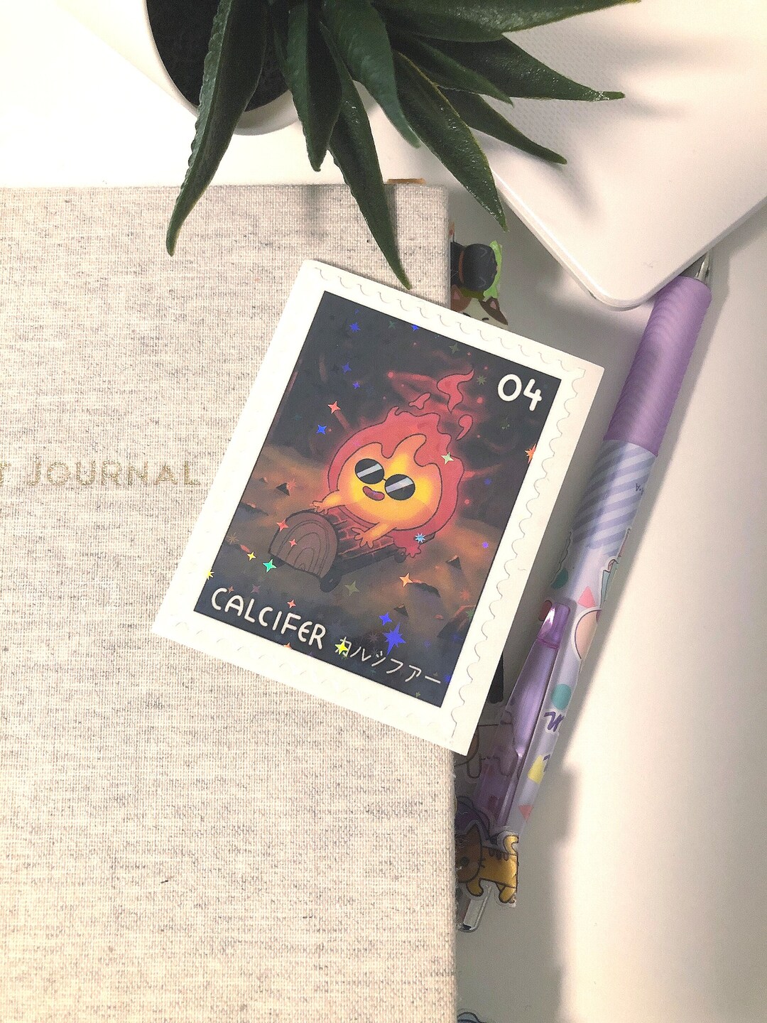 Calcifer Ghibli Stamp Stickers | Star Holographic | Anime Stickers ...
