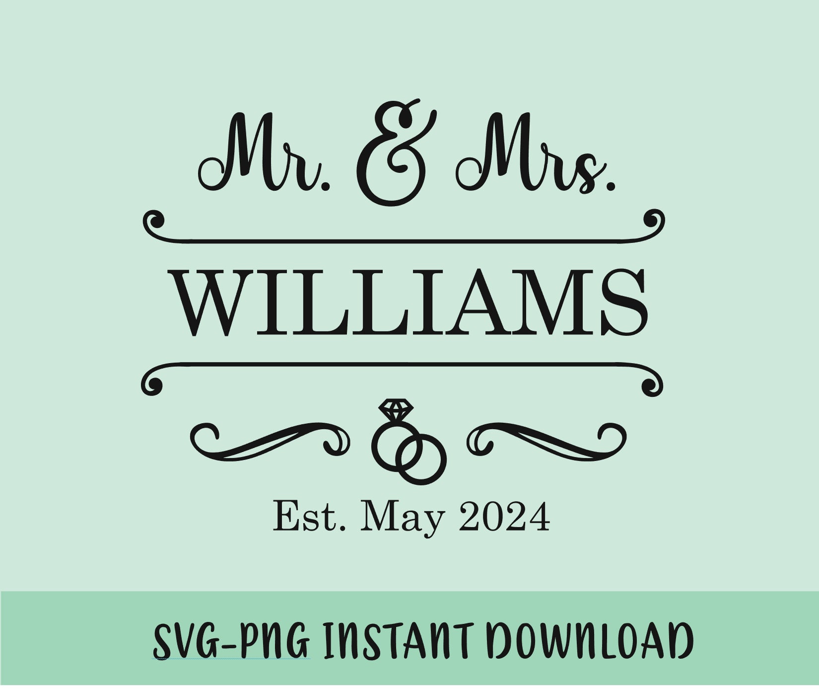 Mr and Mrs Wedding SVG, Personalized Wedding SVG, Wedding Sign, Wedding ...