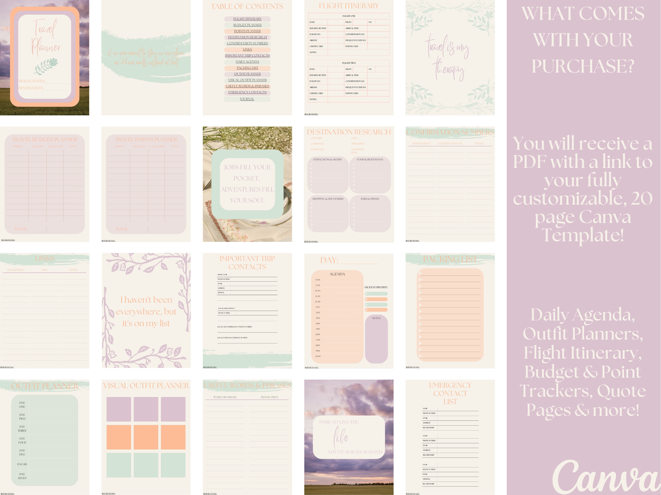 Travel Planner Canva Template Travel Guide Travel - Etsy