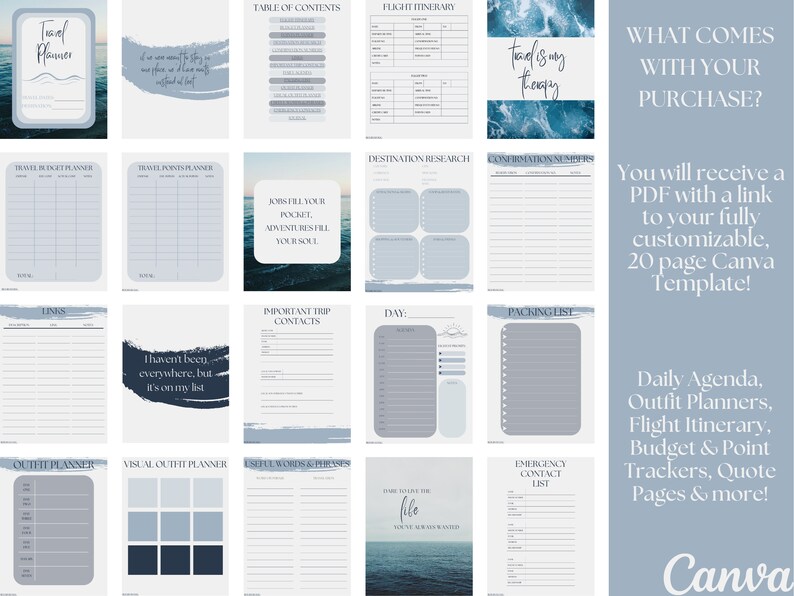 Travel Planner | Canva Template | Travel Guide | Travel Journal ...