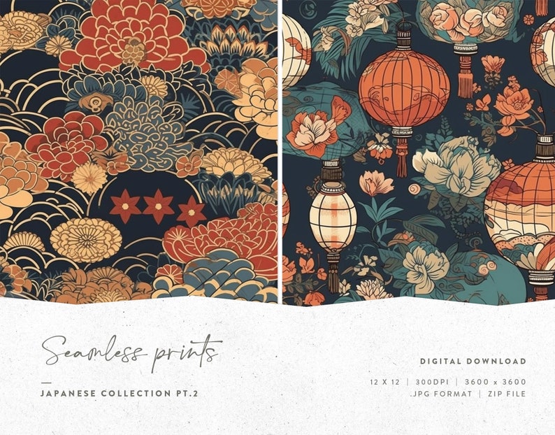 Japanese Digital Art Digital Paper Pattern Seamless Files Clipart ...