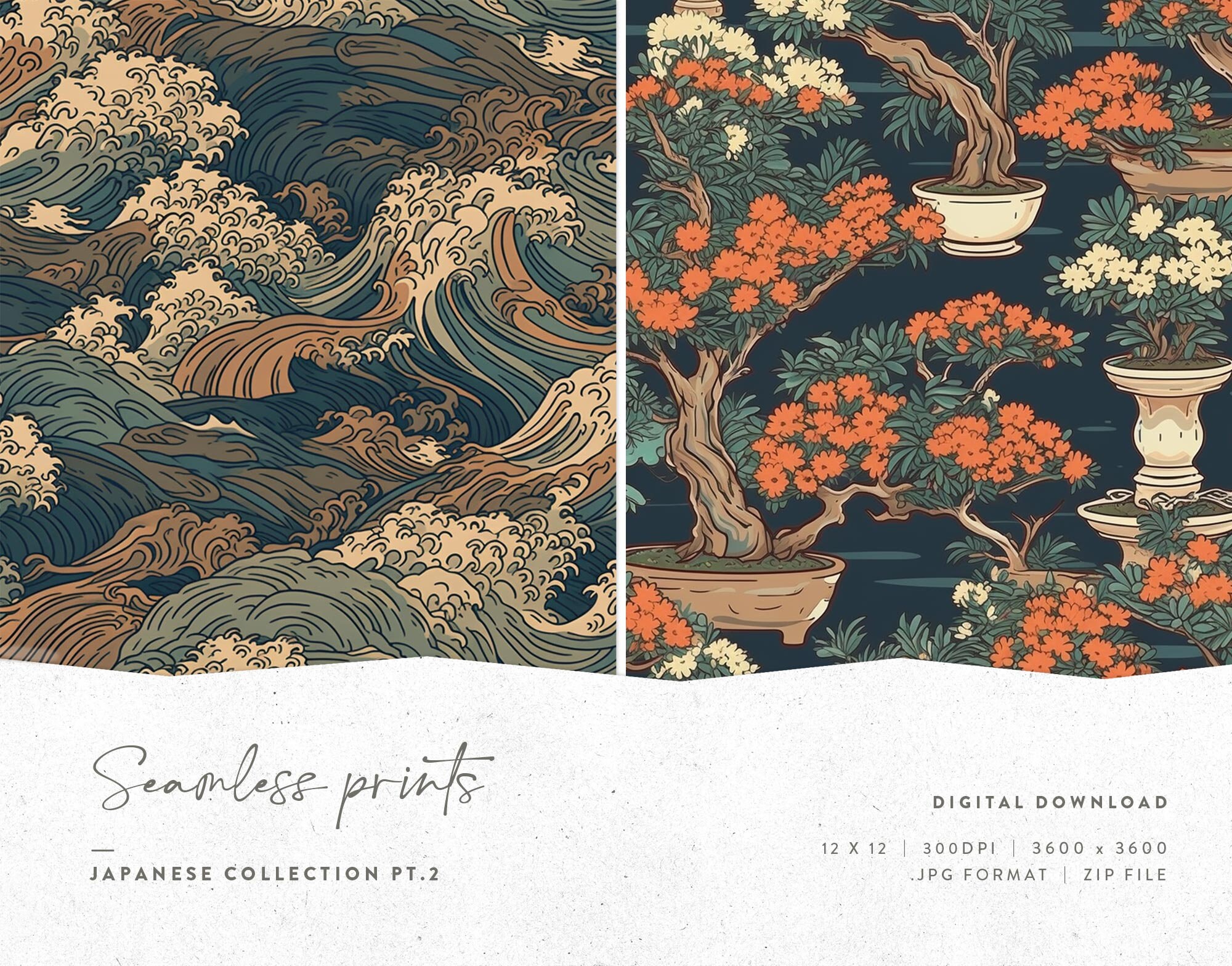 Japanese Digital Art Digital Paper Pattern Seamless Files Clipart ...