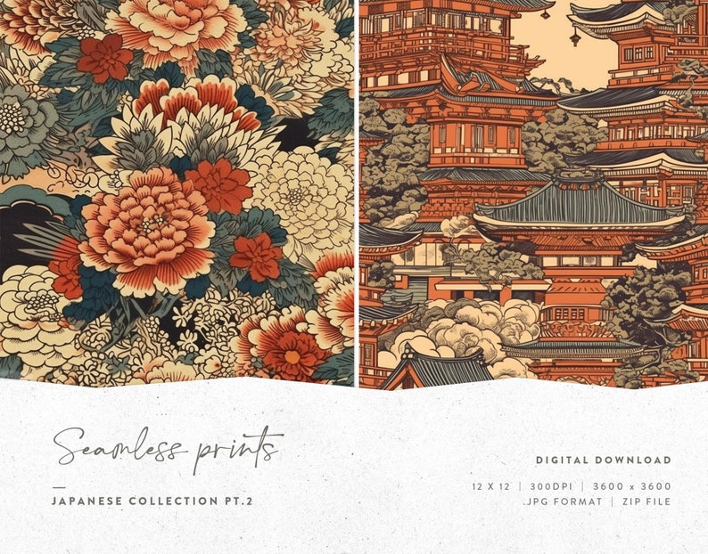 Japanese Digital Art Digital Paper Pattern Seamless Files Clipart ...