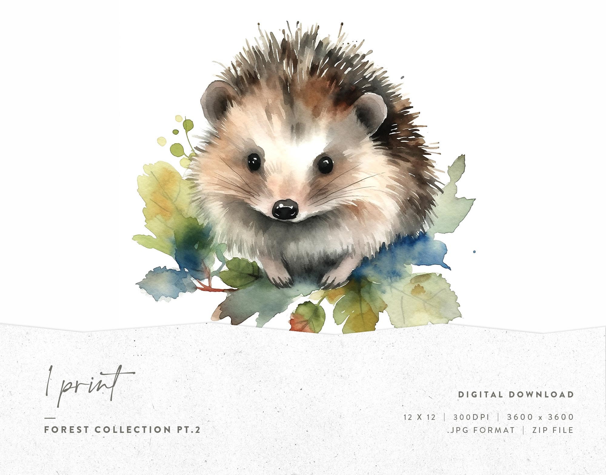 Forest Animals Digital Prints Watercolor Clipart Soft Nature Scrapbook ...