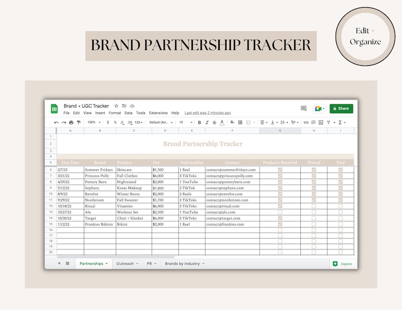 Influencer Brand Partnership Tracker, Brand Outreach Tracker, User ...