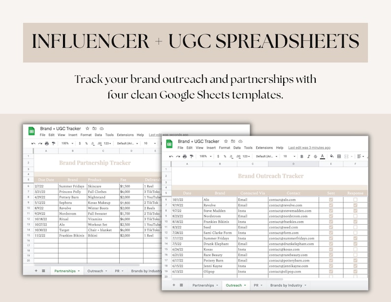 Influencer Brand Partnership Tracker, Brand Outreach Tracker, User ...