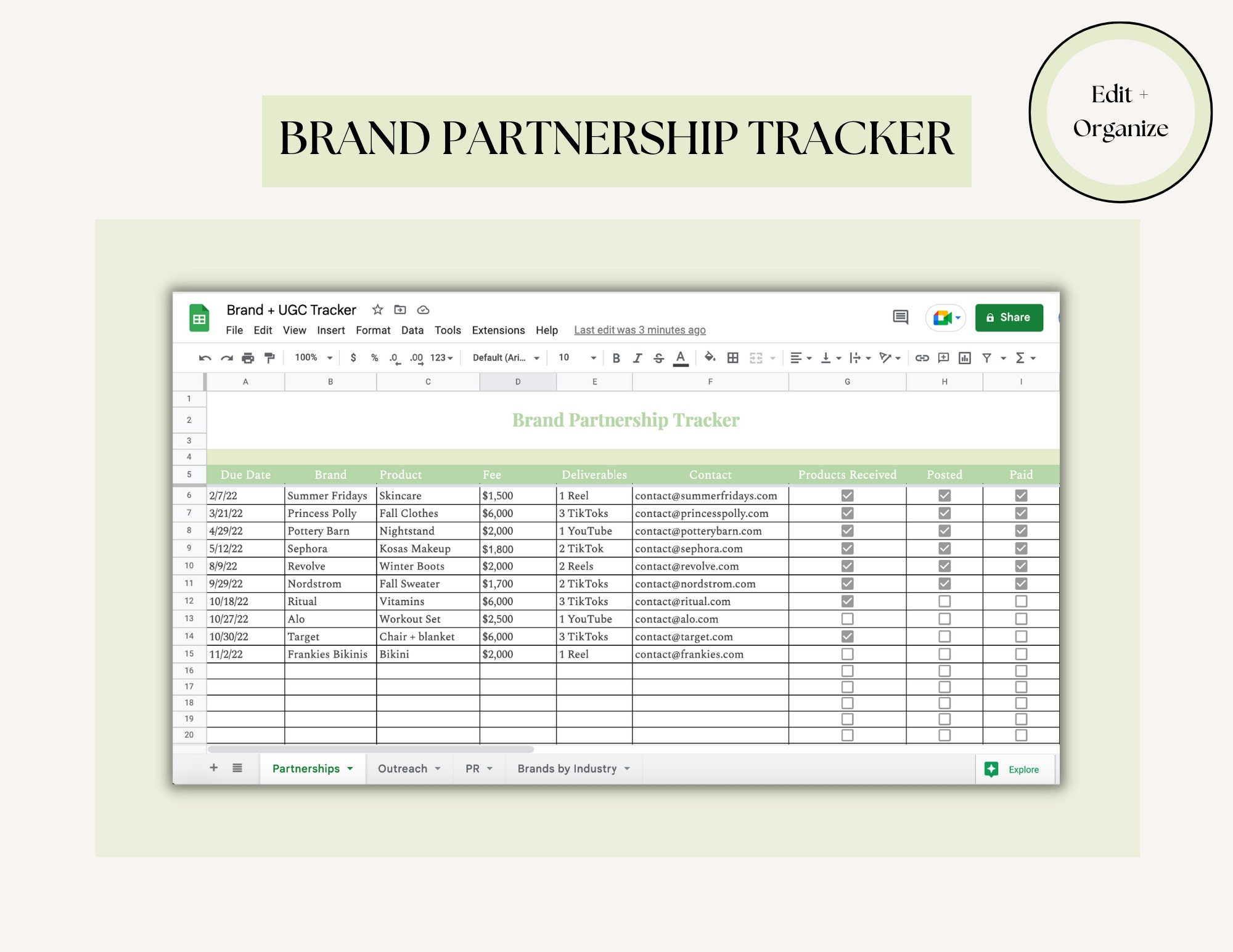 Influencer Brand Partnership Tracker, Brand Outreach Tracker, User ...