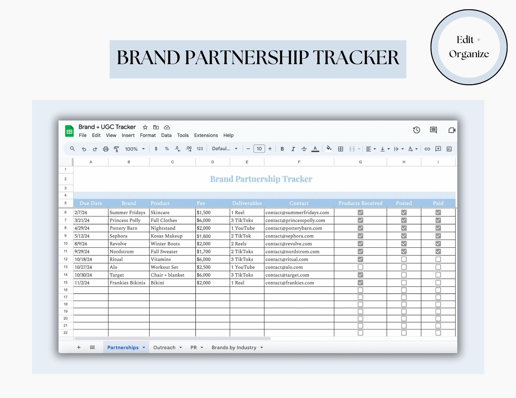 Influencer Brand Partnership Tracker, Brand Outreach Tracker, User ...