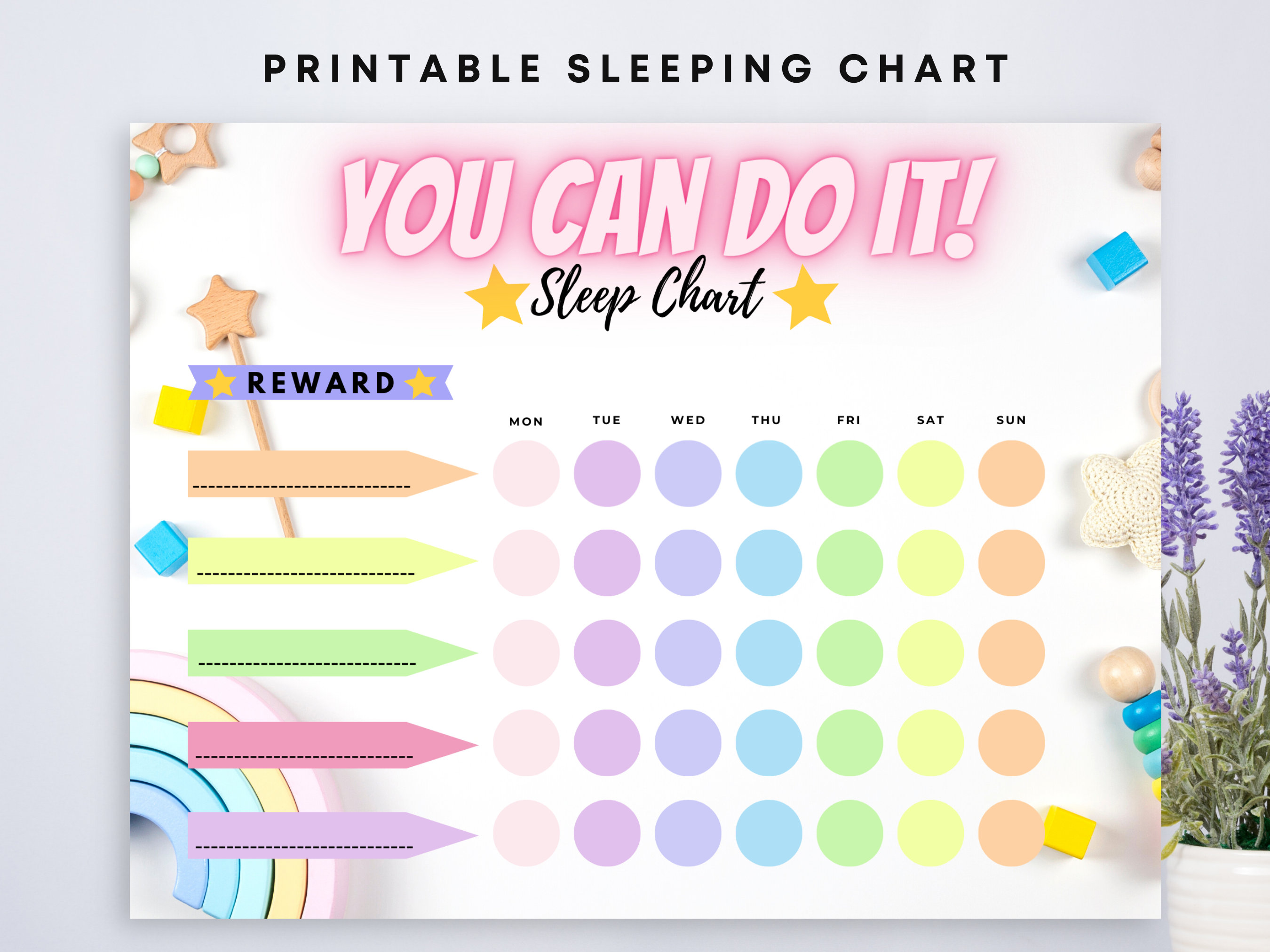 Colorful Sleep Chart | Kids Sleep Chart | Sleeping Rewards Chart ...