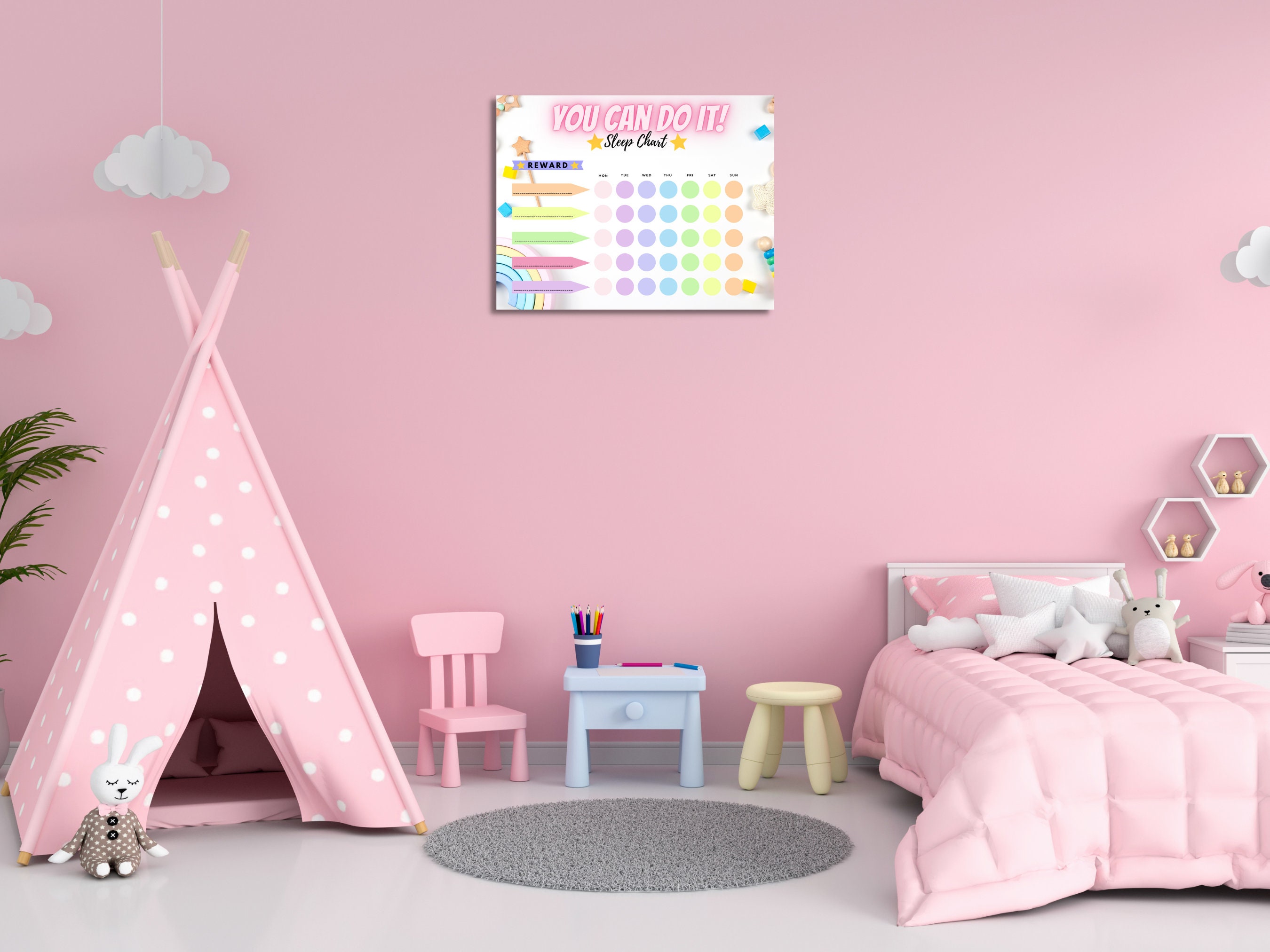 Colorful Sleep Chart | Kids Sleep Chart | Sleeping Rewards Chart ...