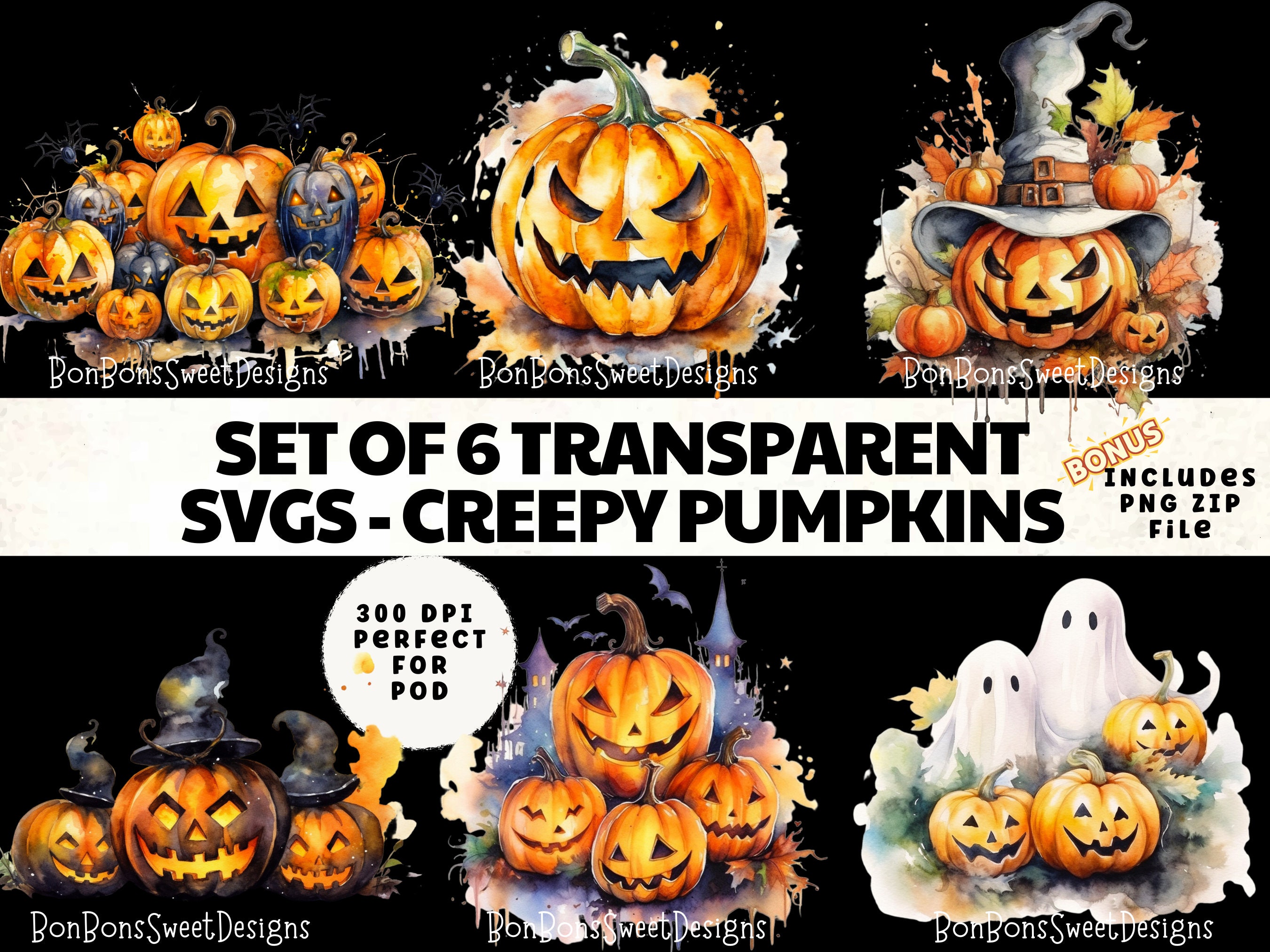 PNG Spooky Halloween Clipart Bundle SVG SVG Transparent - Etsy