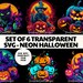 Spooky Halloween Clipart Bundle SVG PNG, Neon Transparent Printable Art ...