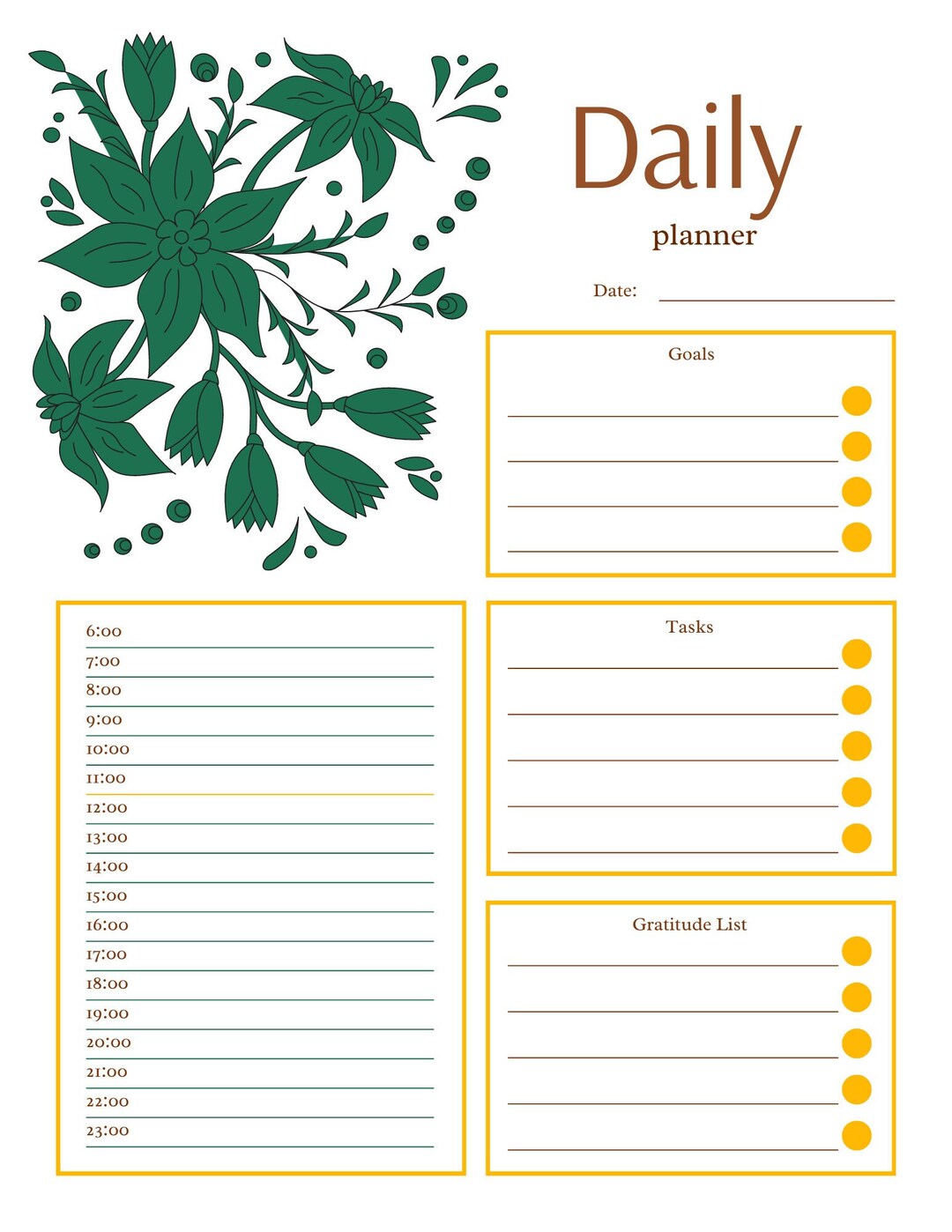 Flower Daily Planner - Etsy