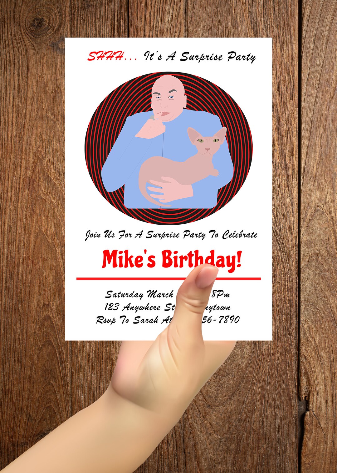 Shhh ... It's a Surprise Party Birthday Bachelor Bachelorette Dr Evil ...
