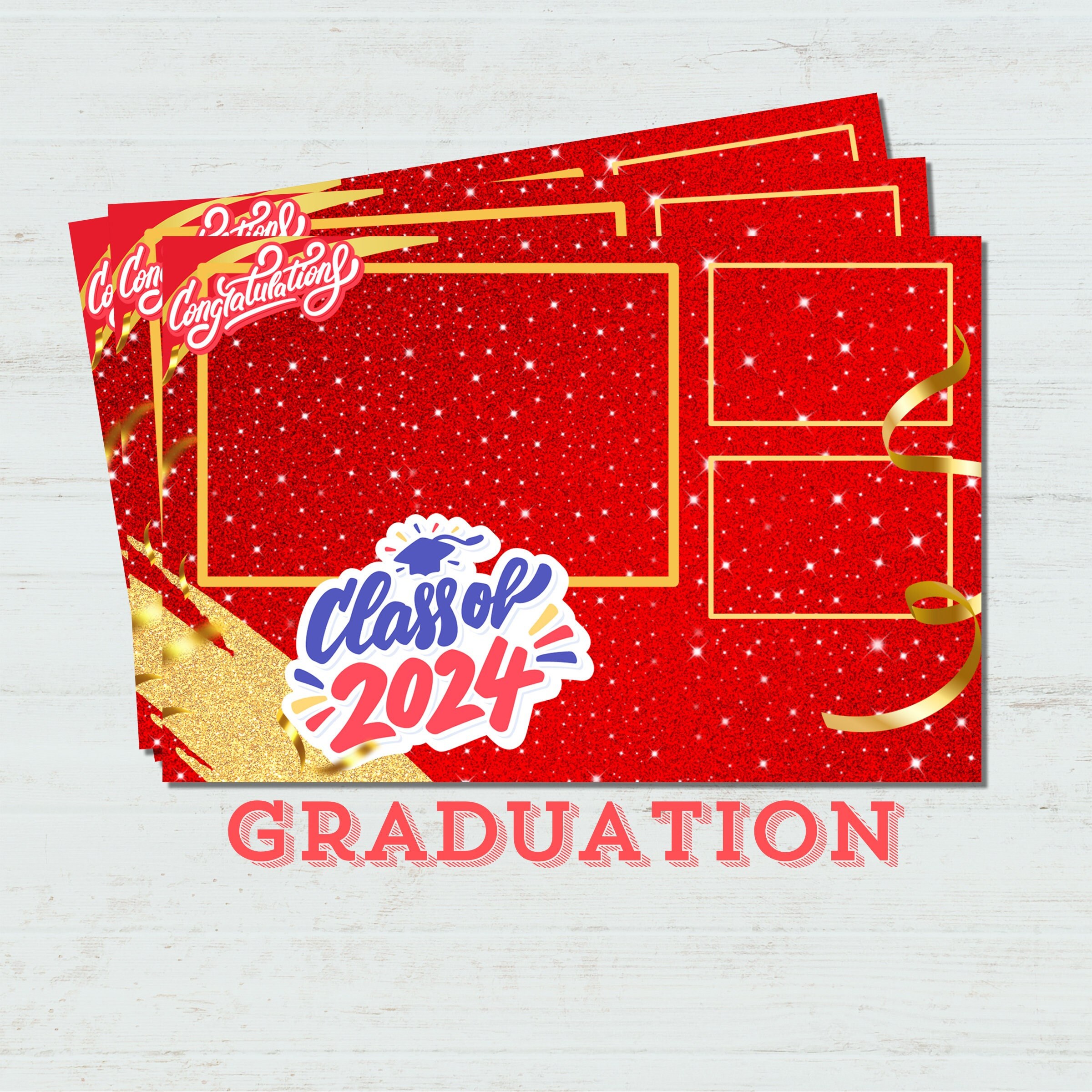 Graduation Red and Gold Photo Booth Template Postcard Layout 4x6 ...
