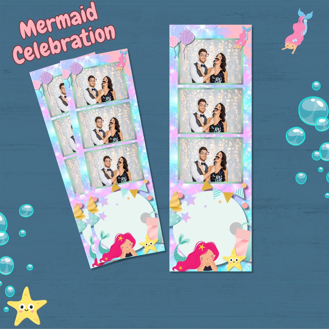 Mermaid Celebration Photo Booth Template Strip 2x6 (editable) - Etsy