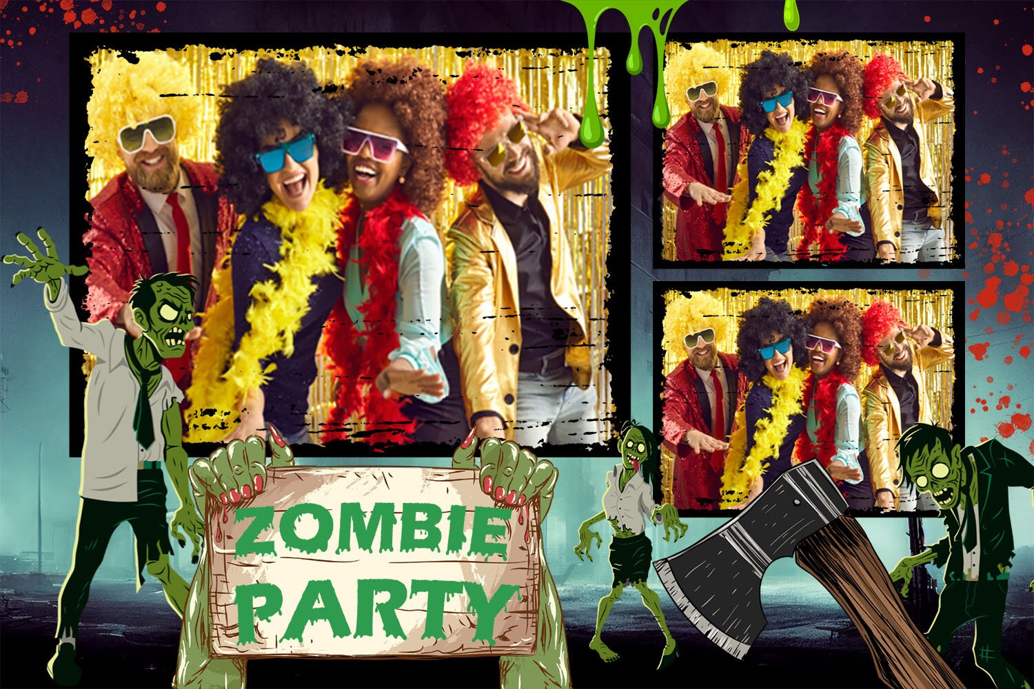 Zombie Theme Photo Booth Template Postcard Layout 4x6 (editable) - Etsy