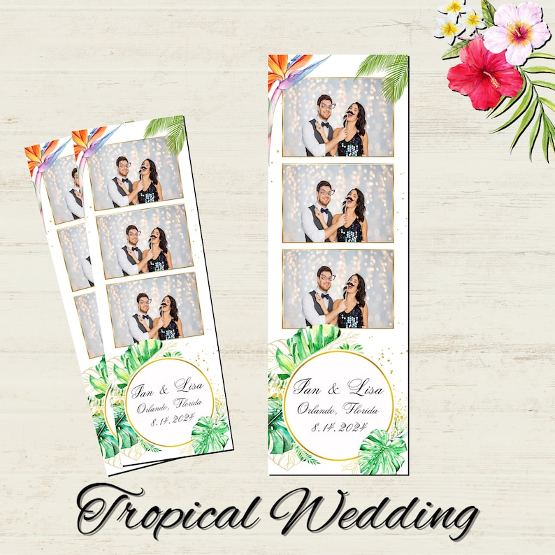 Tropical Wedding Photo Booth Template Strip 2x6 (editable) - Etsy