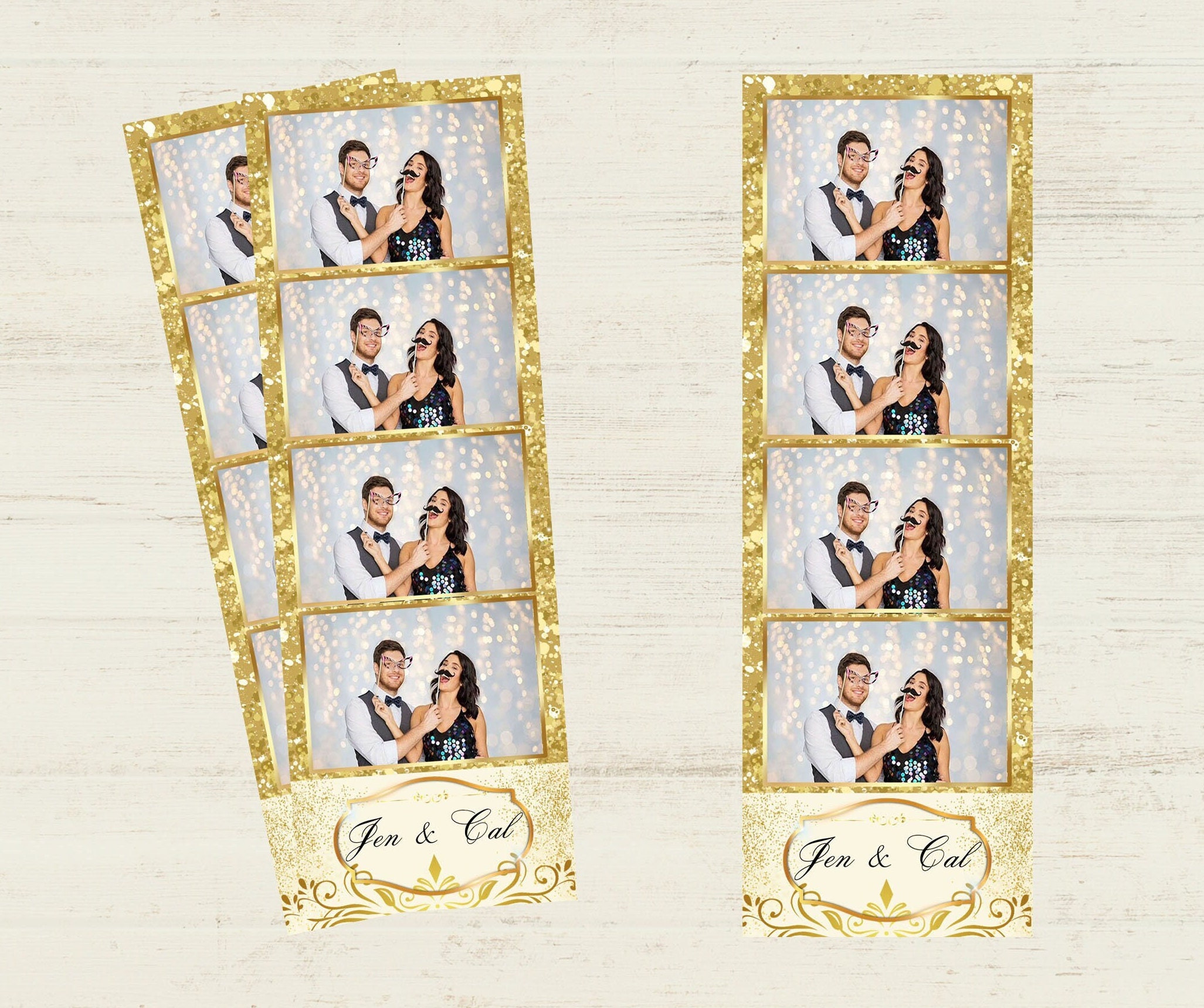 Gold Glitter Photo Booth Template Strip 2x6 (editable) - Etsy